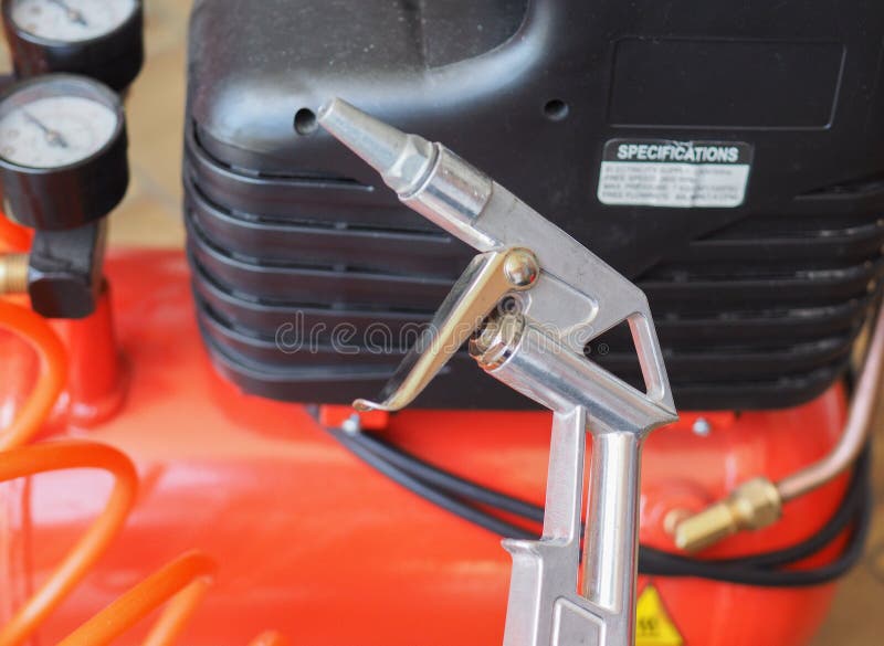 Air Compressor detail stock image. Image of tools, orange - 93689335