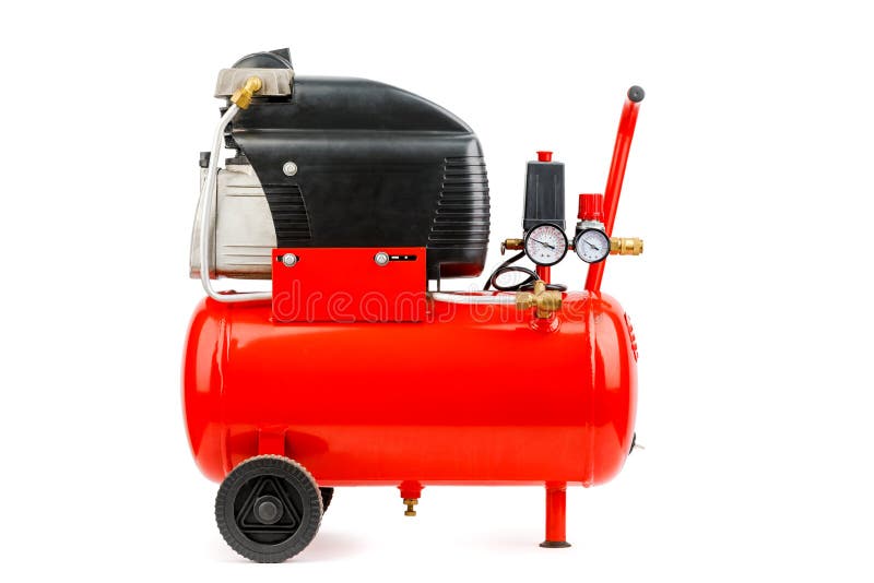 Air Compressor. an External Compressor. Industrial Compressor in Red on ...