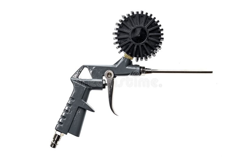 Air Compressor Gun with Manometer Isolated on a White Background Stock ...