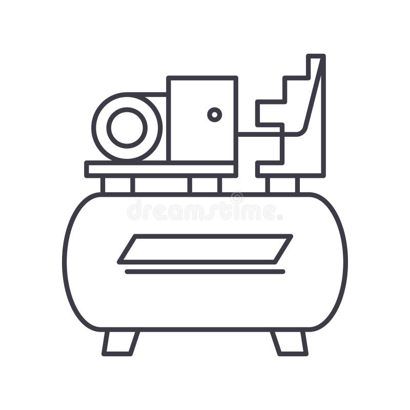 Air Compressor Icon, Linear Isolated Illustration, Thin Line Vector ...