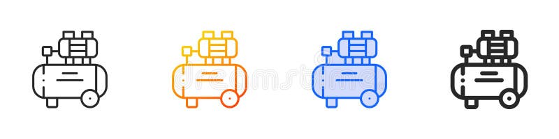 Air Compressor Icon.Thin Linear, Gradient, Blue Stroke and Bold Style Design Isolated on White ...