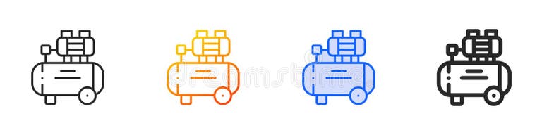 Air Compressor Icon.Thin Linear, Gradient, Blue Stroke and Bold Style Design Isolated on White ...