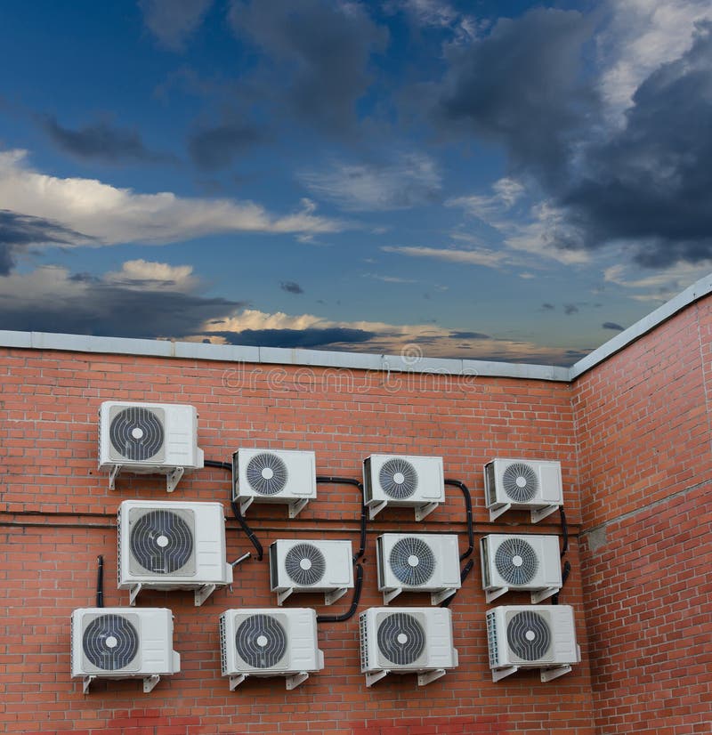 Air Compressor Machines on Wall Stock Photo - Image of central, duty ...