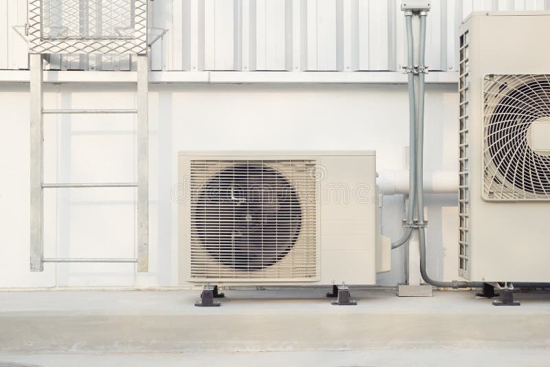 Air Compressor Outside Building Stock Image - Image of climate, outside ...