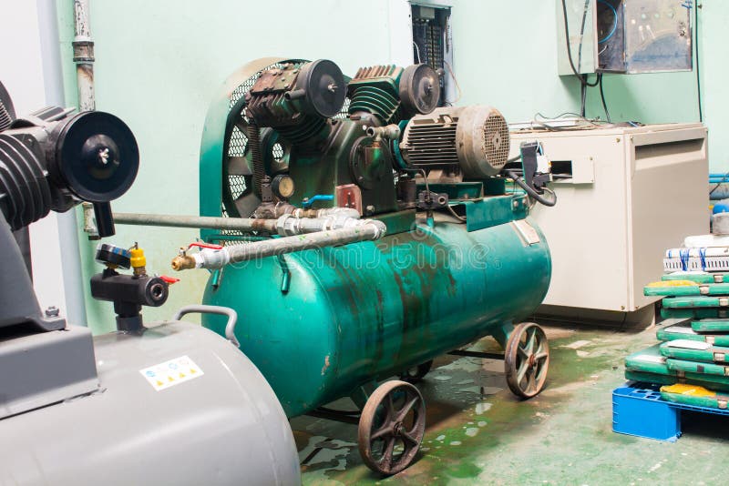 The Air Compressor System Setup Outside the Building Stock Image ...