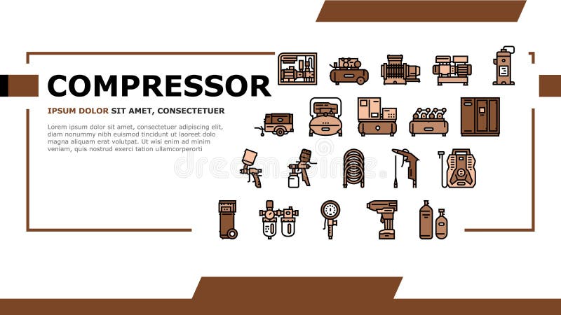 Air Compressor Tool Landing Header Vector Stock Vector - Illustration ...