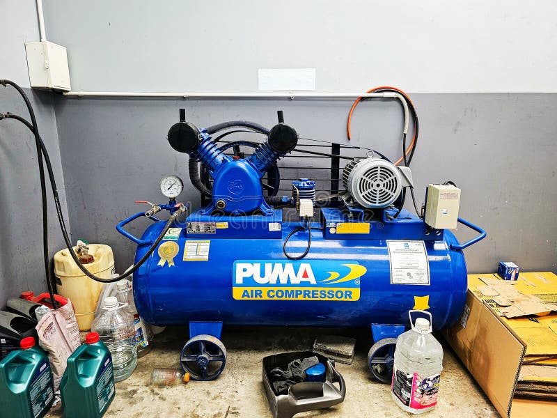 Air Compressor in Tool Room with with Tools at Station for Vehicle ...