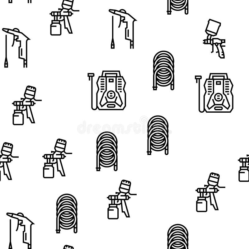 Air Compressor Tool Collection Icons Set Vector Stock Vector ...