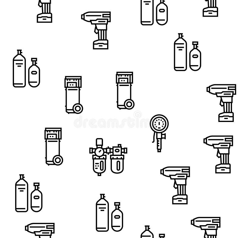 Air Compressor Tool Collection Icons Set Vector Stock Vector ...