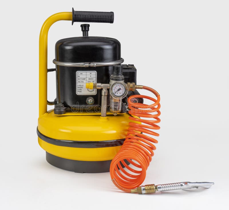 Air Compressor in White Back Stock Photo - Image of spraying, hose ...