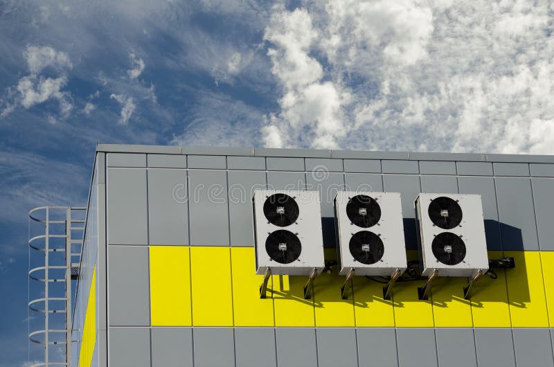 Air Compressors Installed On Industrial Building Outdoors Stock Image ...