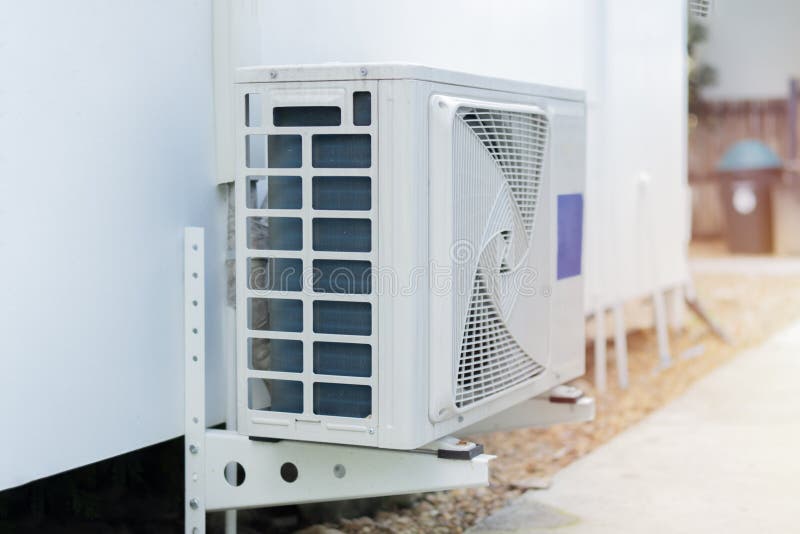 Air Condenser Engine Station Outside Building of HVAC Systems Stock ...