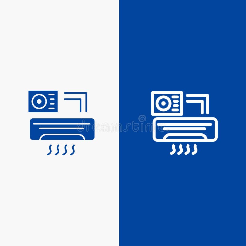 Air, Air-condition, Ac, Room Line and Glyph Solid Icon Blue Banner ...