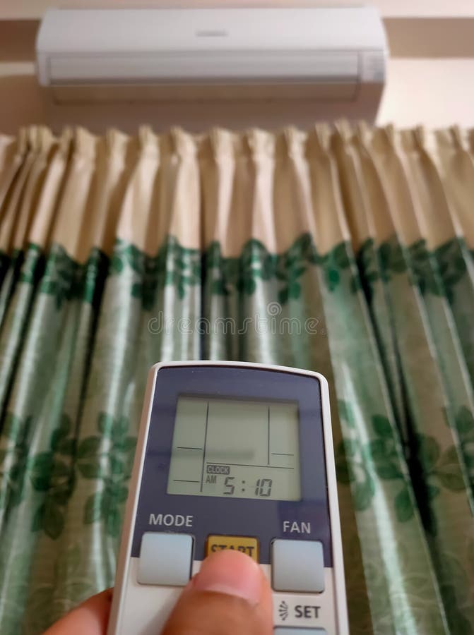 Air Condition Control by Using Remote Control. Selective Focus Stock ...