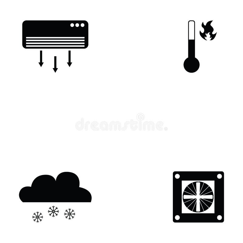 Air Condition Icon Set. Four Elements in Diferent Styles from Household ...