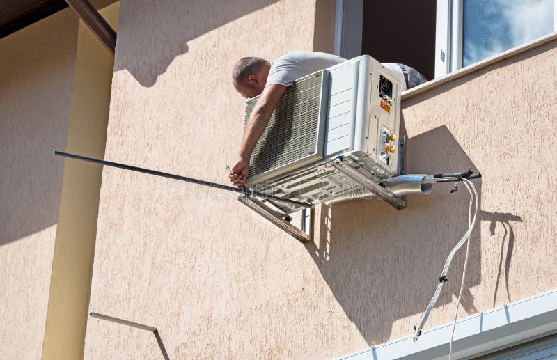 Air Condition Outdoor Unit Compressor Install Outside the House ...