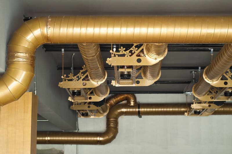 Air Ducts And Piping Of Air Conditioning System Stock Image - Image of ...