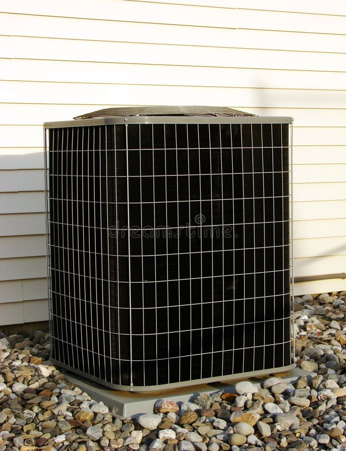 Air Conditioner AC Condenser Unit Outside House Stock Image - Image of ...