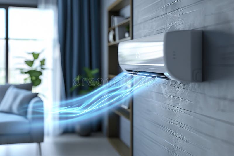 Air Conditioner (AC) Indoor Unit with Cold Air Flow. Ai Generative ...