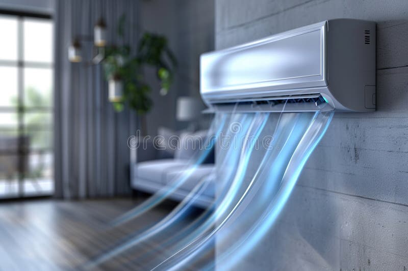Air Conditioner (AC) Indoor Unit with Cold Air Flow. Ai Generative ...