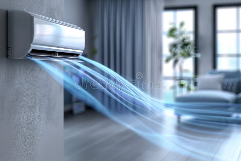 Air Conditioner (AC) Indoor Unit with Cold Air Flow. Ai Generative ...