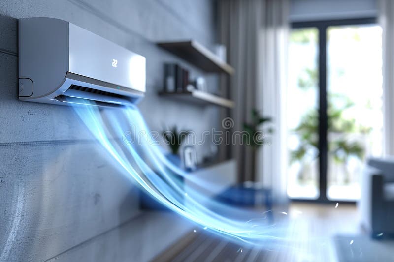 Air Conditioner (AC) Indoor Unit with Cold Air Flow. Ai Generative ...