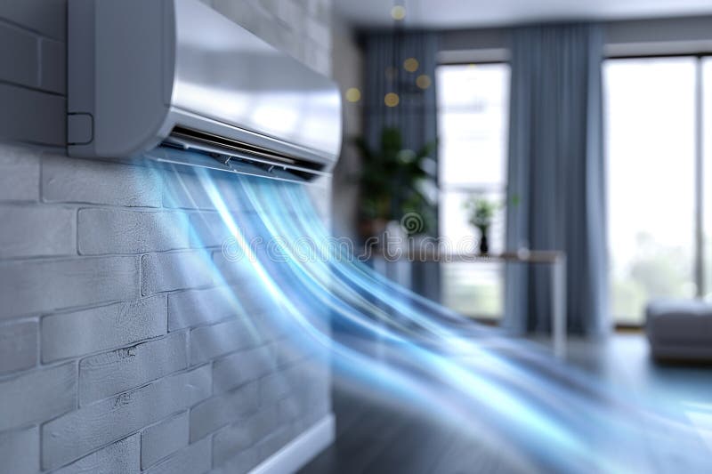 Air Conditioner (AC) Indoor Unit with Cold Air Flow. Ai Generative ...