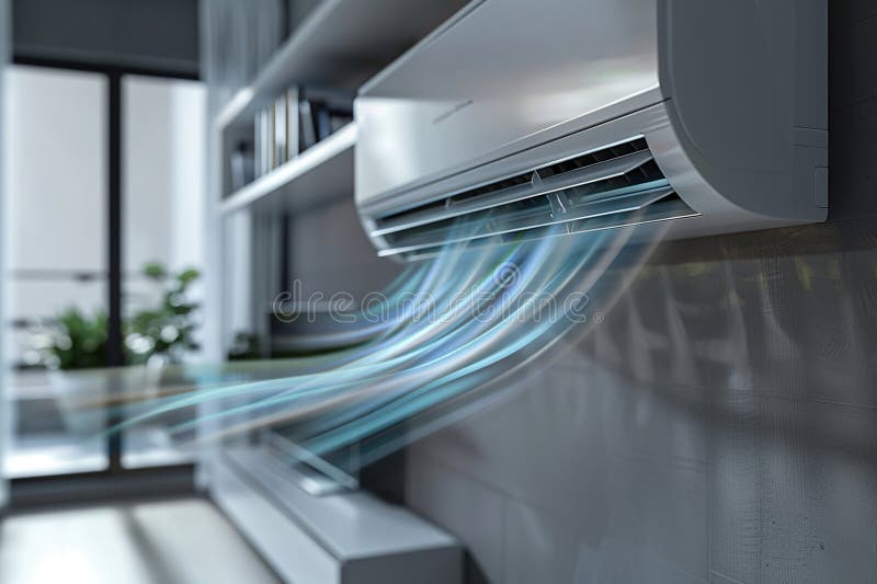 Air Conditioner (AC) Indoor Unit with Cold Air Flow. Ai Generative ...
