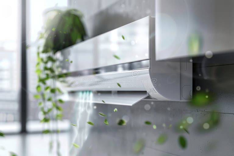 Air Conditioner (AC) Indoor Unit with Cold Air Flow. Ai Generative ...