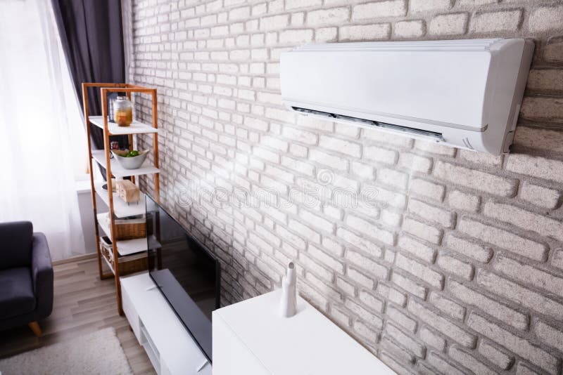 Air Conditioner Blowing Cold Air Stock Photo - Image of electric ...