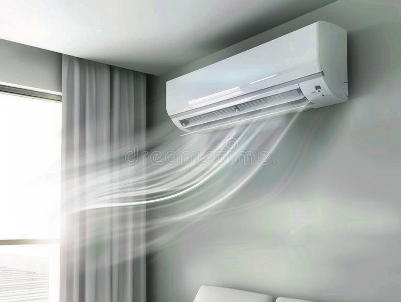 Air Conditioner Blowing Cool Air in a Room Stock Photo - Image of ...