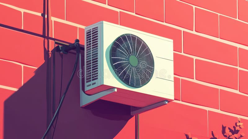 Air Conditioner on Brick Wall: a Stylized Urban Scene with Vibrant ...