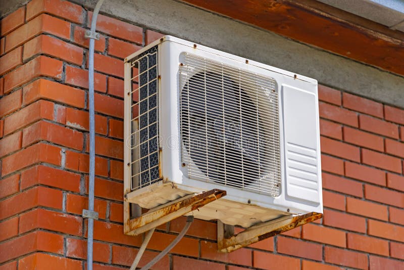 Air Conditioner Bricks House Stock Image - Image of hvac, cold: 230187523