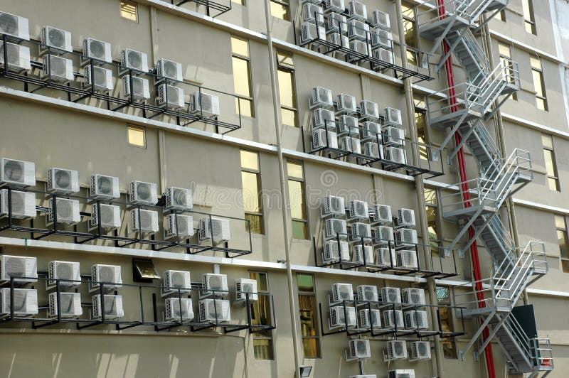 Air Conditioner on a Building Stock Photo - Image of grey, electrical ...