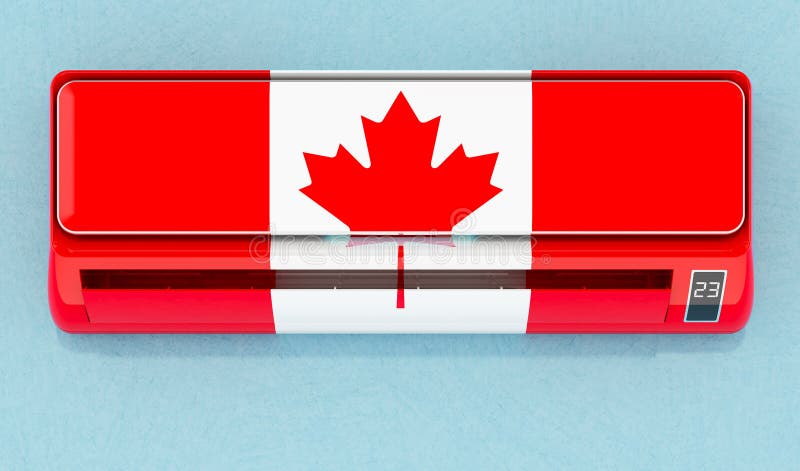 Air Conditioner with Canadian Flag on the Wall. House Climate Control ...