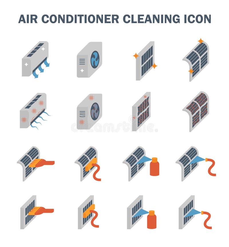 Air conditioner cleaning stock vector. Illustration of cold - 94581854