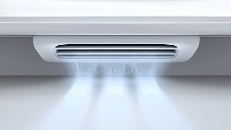 Air Conditioner with a Cold Air Flow on a Wall. Climate Control System ...