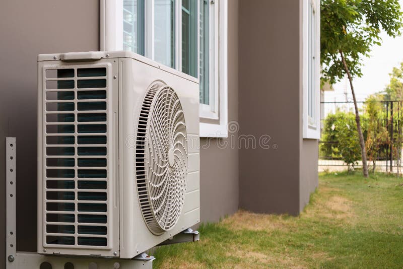 Air Conditioner Compressor Outdoor Unit Installed Outside Stock Photo ...
