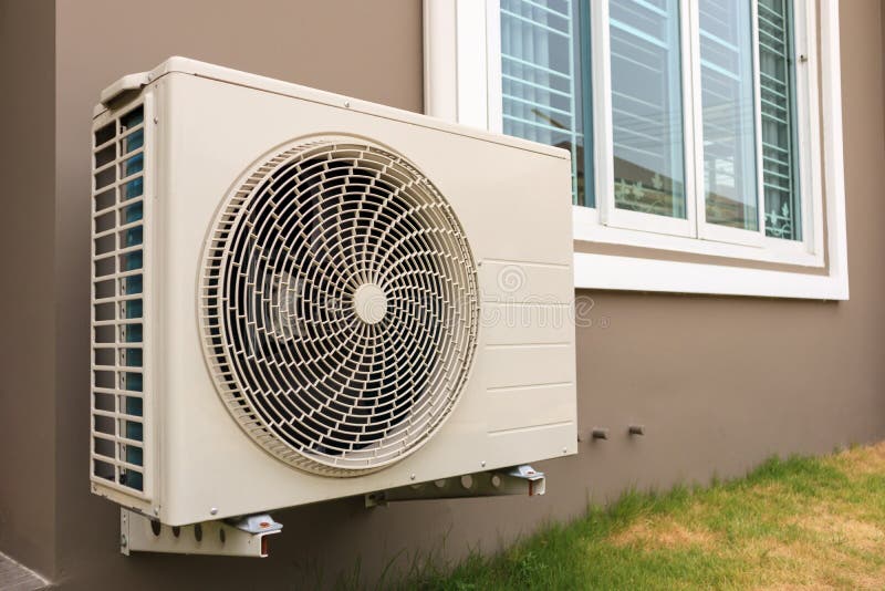 Air Conditioner Compressor Outdoor Unit Installed Outside Stock Photo ...
