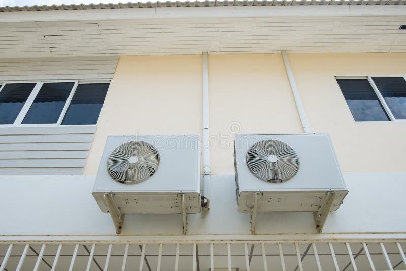 Air Conditioner Compressor Unit Hanging on the Wall, Stock Photo ...
