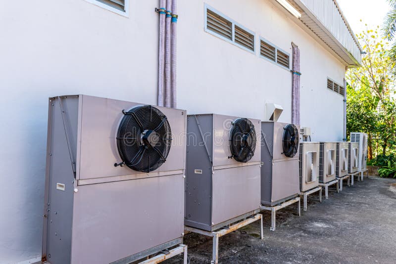 Air Conditioner Compressor Unit Installed Outdoor Stock Photo - Image ...