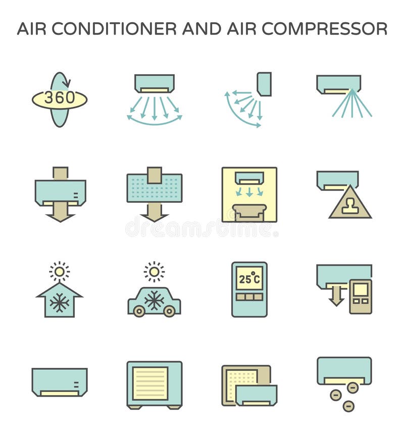 Air Conditioner and Air Compressor Icon Stock Vector - Illustration of ...