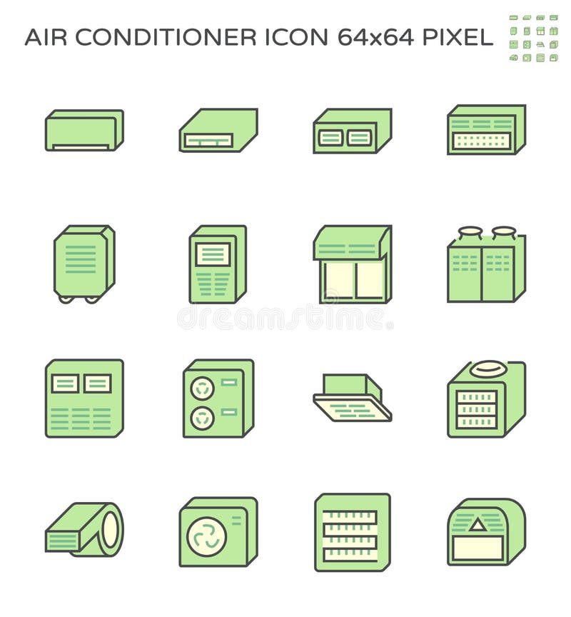 HVAC Systems Icons Vector , Air Condition, Compressor, Chiller Stock ...
