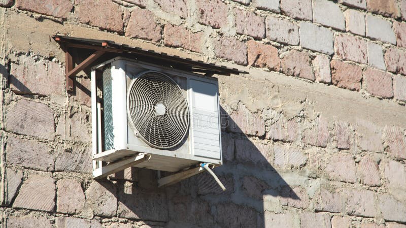 Air Conditioner Compressor on the Wall Stock Image - Image of ...