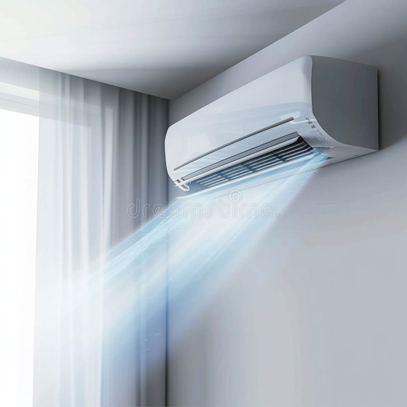 Air Conditioner Emitting Cold Air in a Room. Generative Ai Stock ...