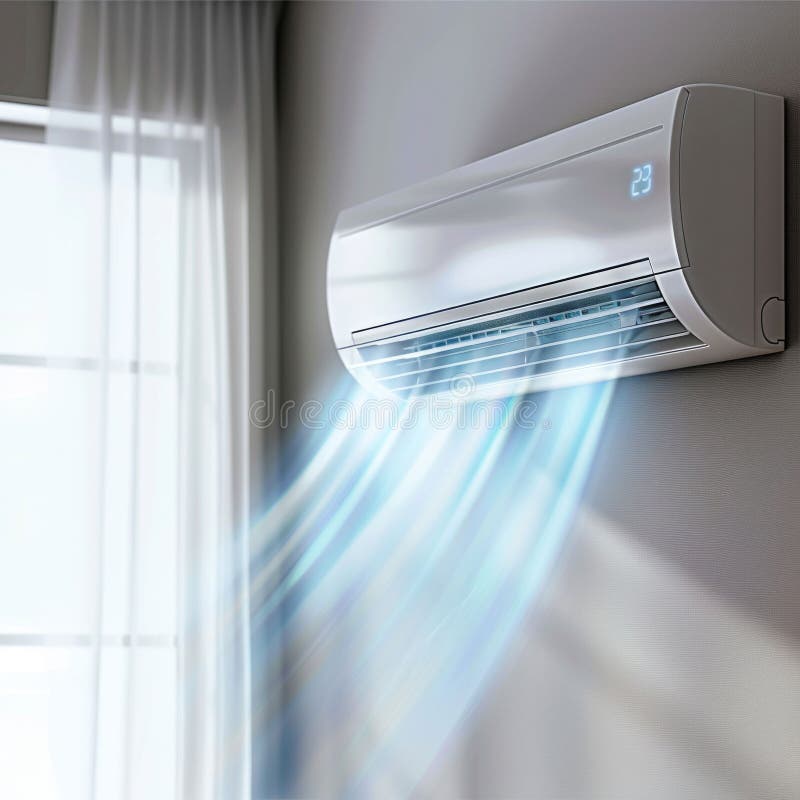 Air Conditioner Emitting Cold Air in a Room. Generative Ai Stock ...