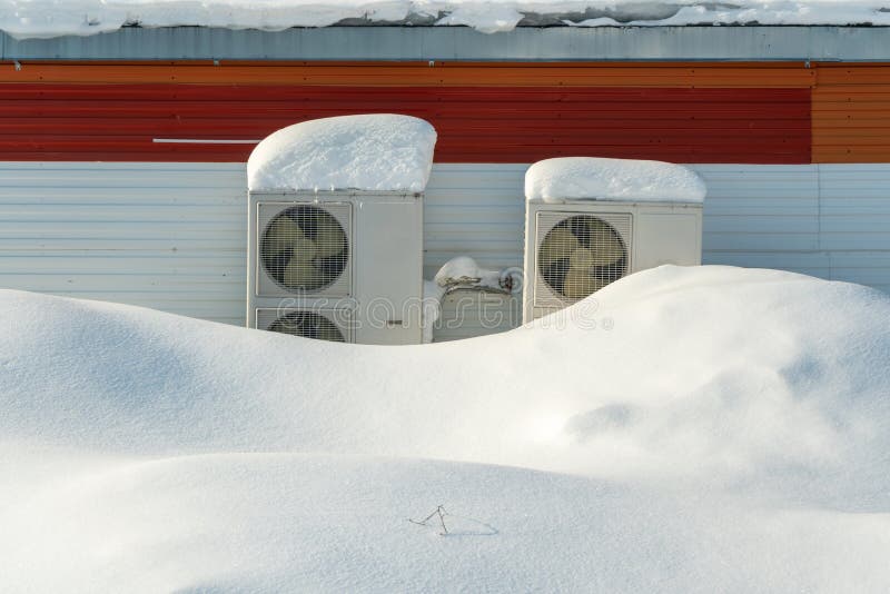 Air Conditioner on the Facade of an Industrial Building Covered with ...