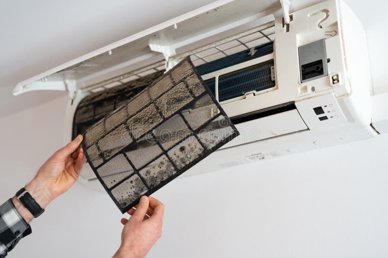 Air Conditioner Filter Dusty. Preparation for Maintenance and Cleaning ...