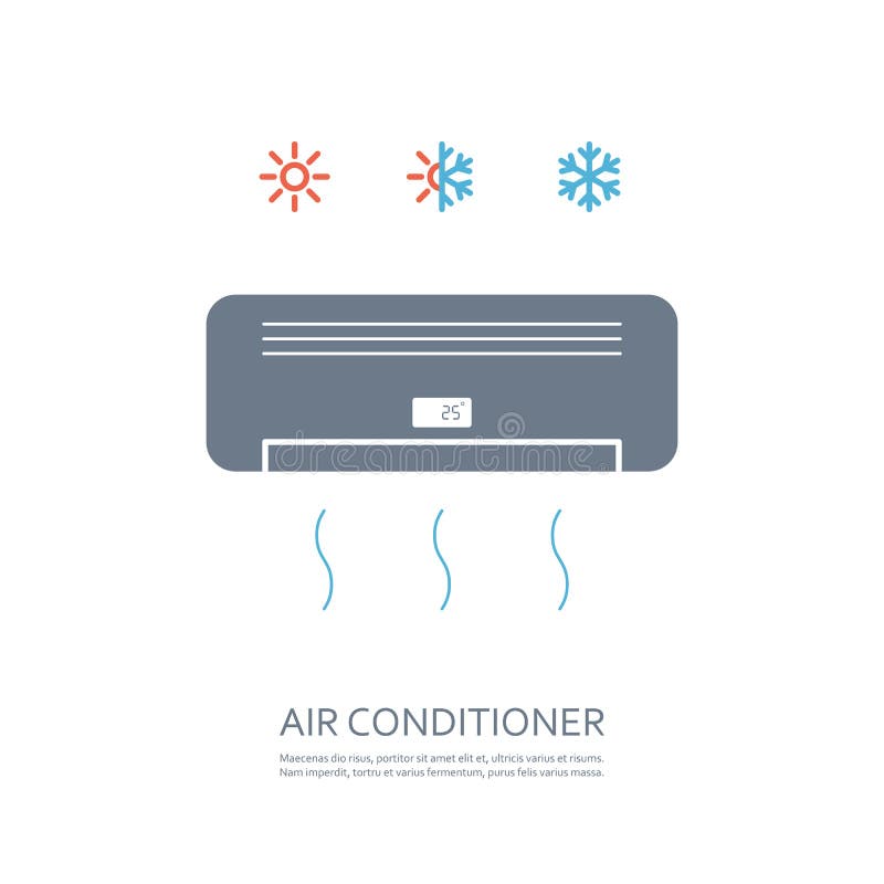 Air Conditioner or Climate Control Flat Cartoon Vector Illustration ...