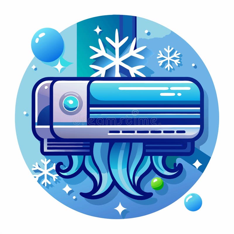 Air Conditioner Icon with Snowflake and Cool Air Stock Vector ...